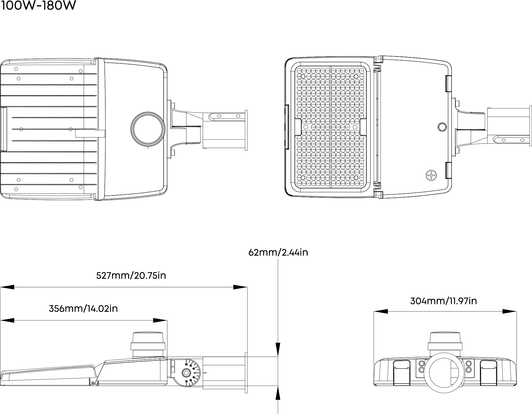 100W Tool-less area light LED area light CCT Power turnable